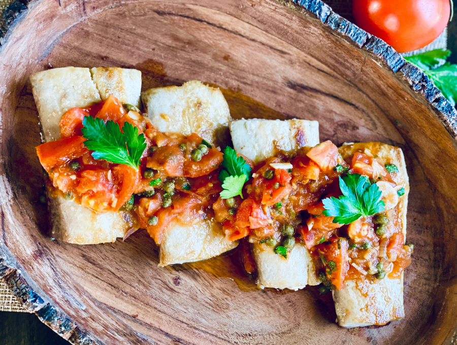 Seared Mahi Mahi with Tomato, Caper Sauce - The Town Tarte