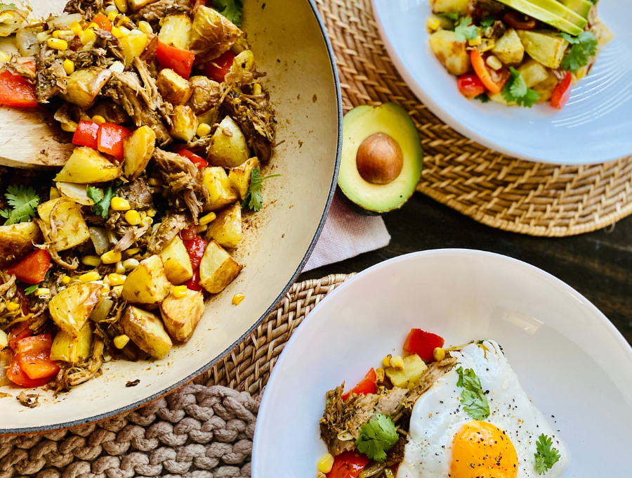 Leftover Salsa Verde Pork Hash - The Town Tarte