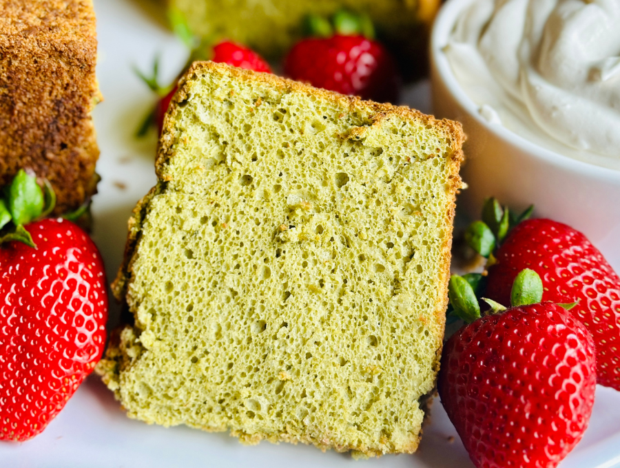 Fluffy Matcha Angel Food Cake - The Town Tarte